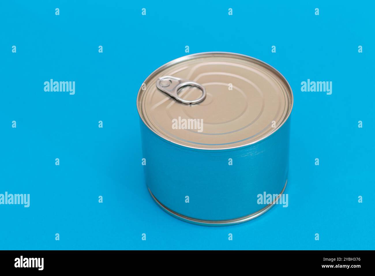 Tin Can on Blue Background. Canned Food. Aluminum Can for Safe and Long ...