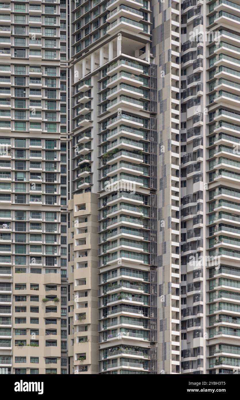 Bangkok, Thailand - 17 Oct, 2024 - Architectural exterior of condominium building facade. Frame ...