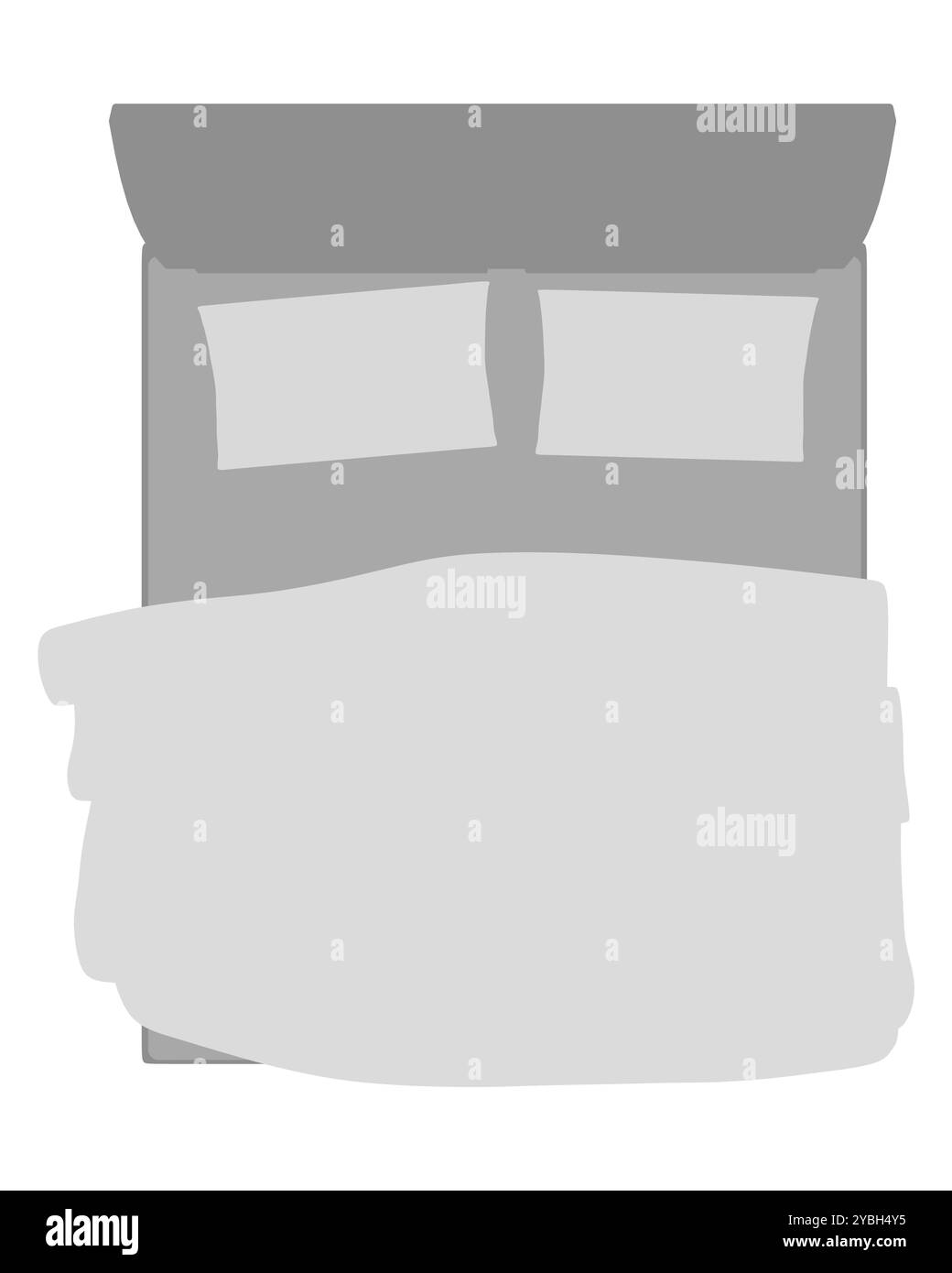 Bed in the bedroom, Silhouette of a bed, top view. Vector illustration ...
