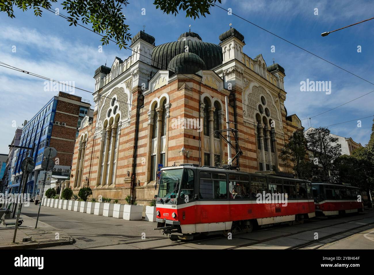 Sofia, Bulgaria - October 17, 2024: A tram passing in front of the ...