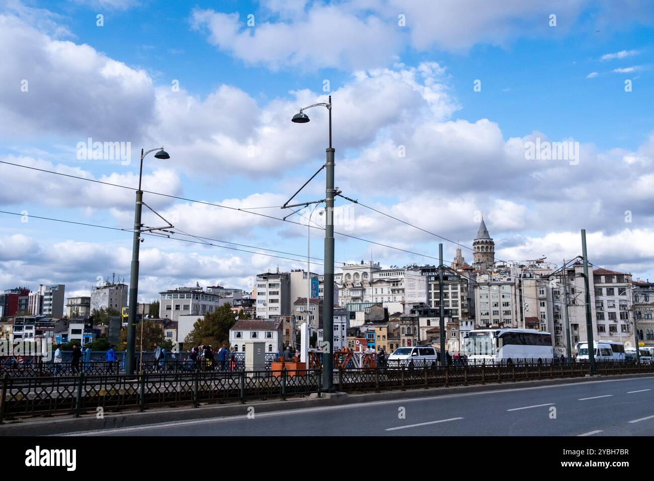 Landscape of the Pera district with the Galata Tower in Istanbul, the ...