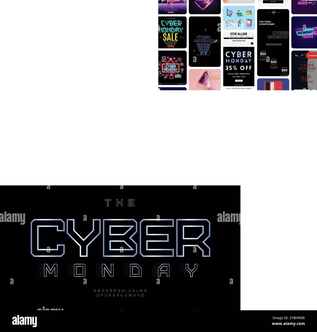 Futuristic geometric font, digital metallic typeface, squared outlined ...