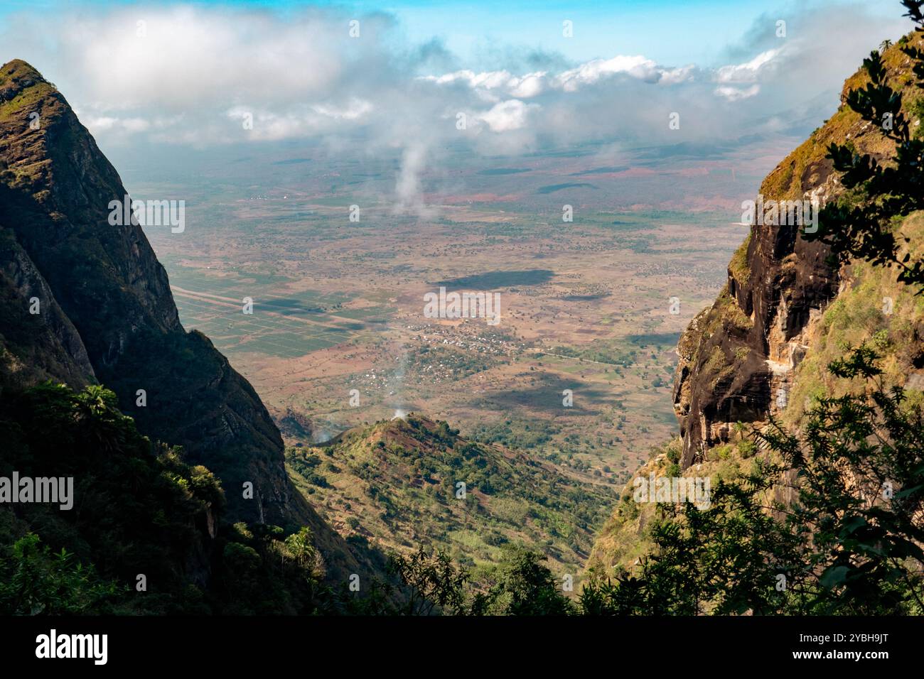 An aerial view of mountains landacpes and valleys at Lushoto Township ...