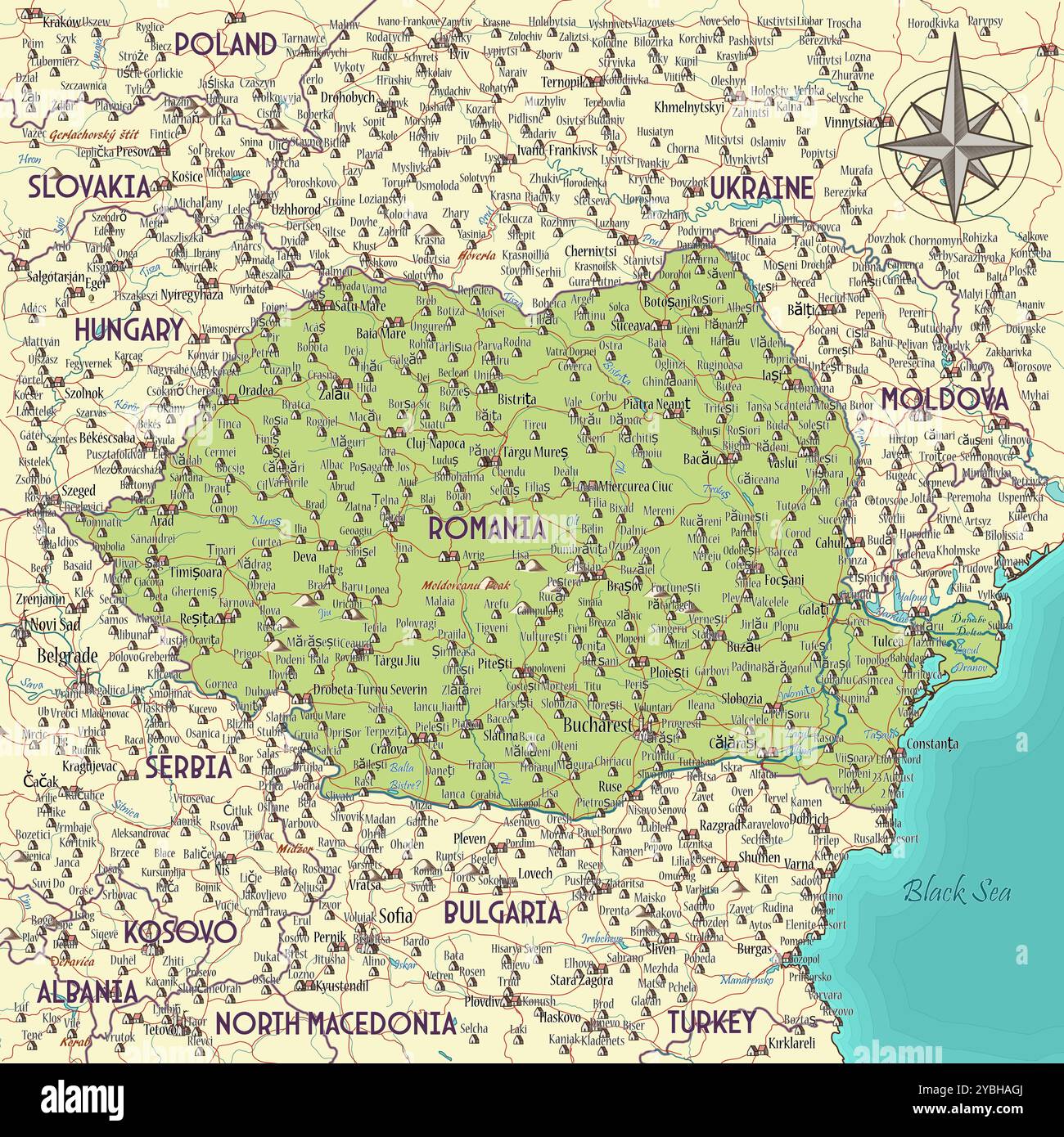 Map of Romania vintage fantasy style Stock Vector Image & Art - Alamy