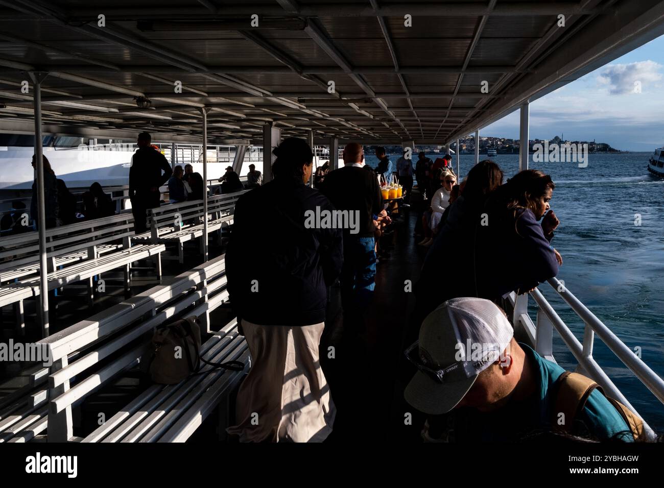 Boarding of a boat cruise on the Bosphorus strait in Istanbul, the ...