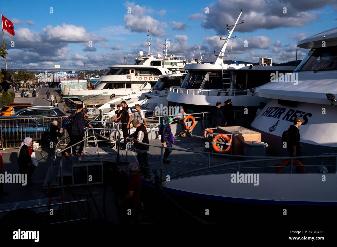 Boarding of a boat cruise on the Bosphorus strait in Istanbul, the ...