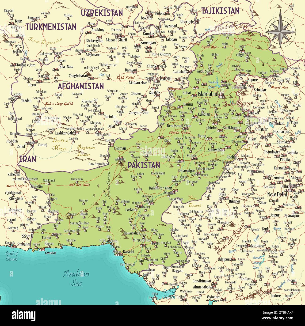 Pakistan detailed silhouette map hi-res stock photography and images ...