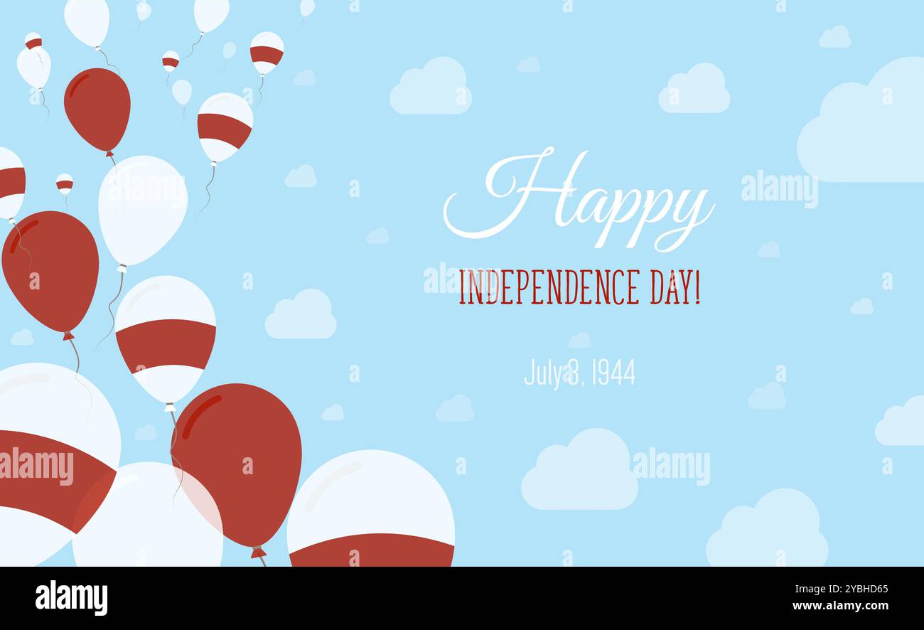 Belarus Independence Day Flat Patriotic Poster. Row of Balloons in ...