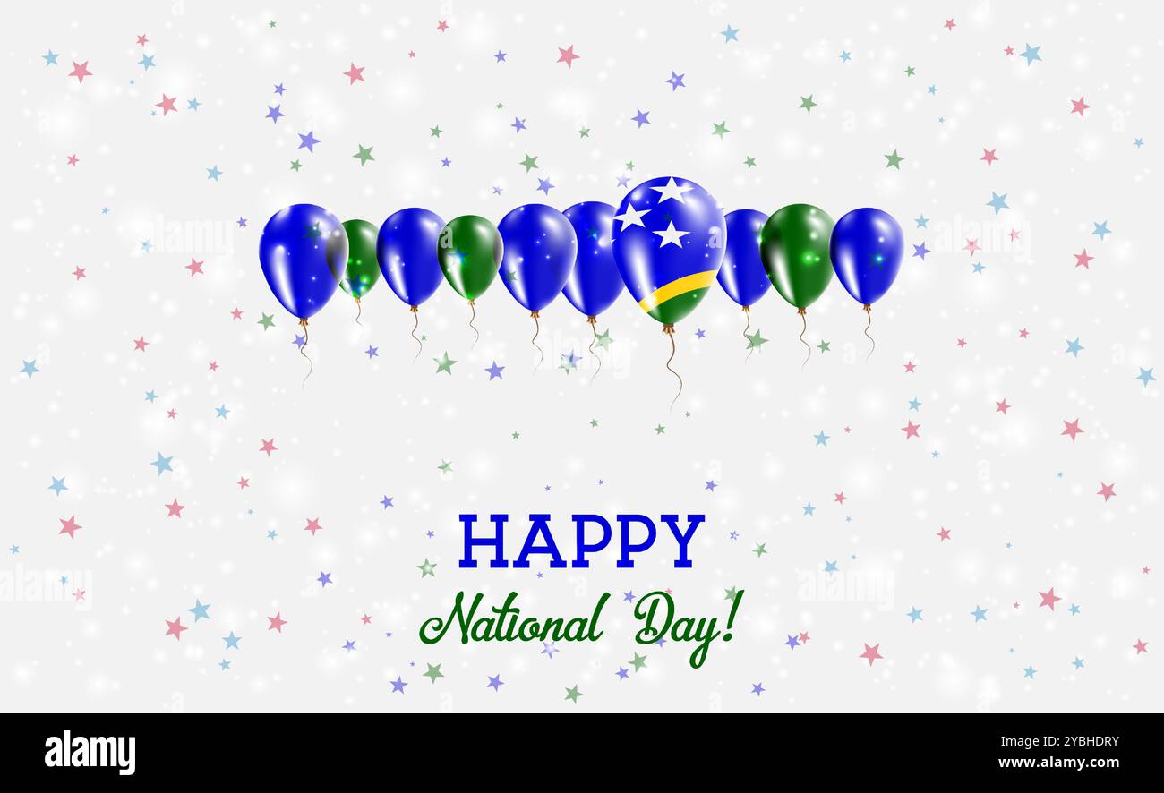 Solomon Islands Independence Day Sparkling Patriotic Poster. Row of ...