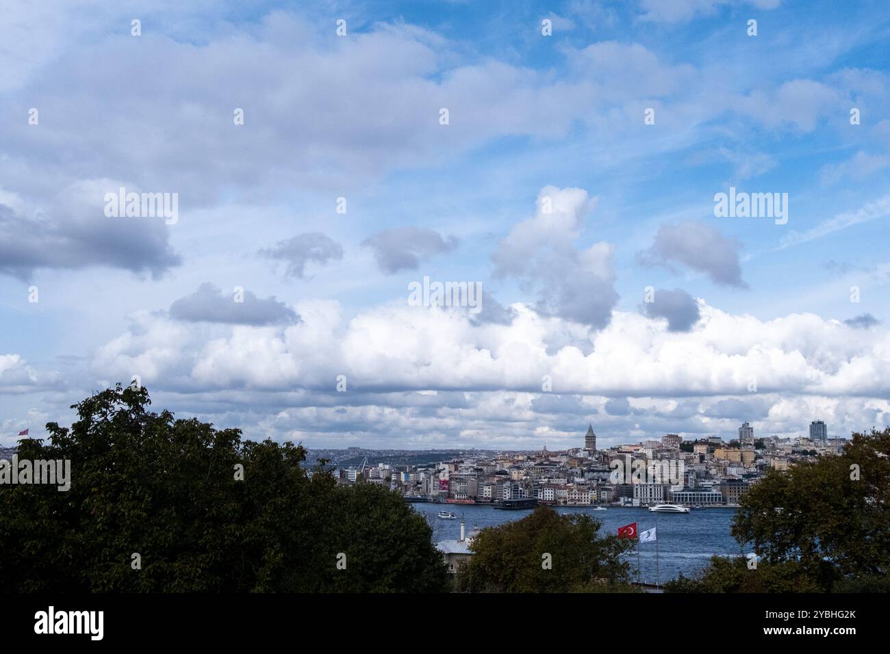 Landscape of the Pera district with the Galata Tower seen from Topkapi ...