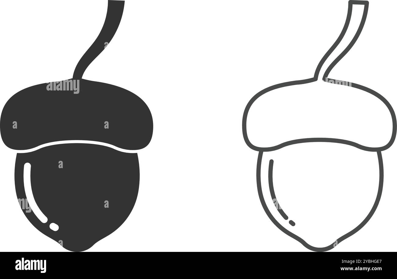 Acorn icon in flat style. Oak nut vector illustration on isolated ...