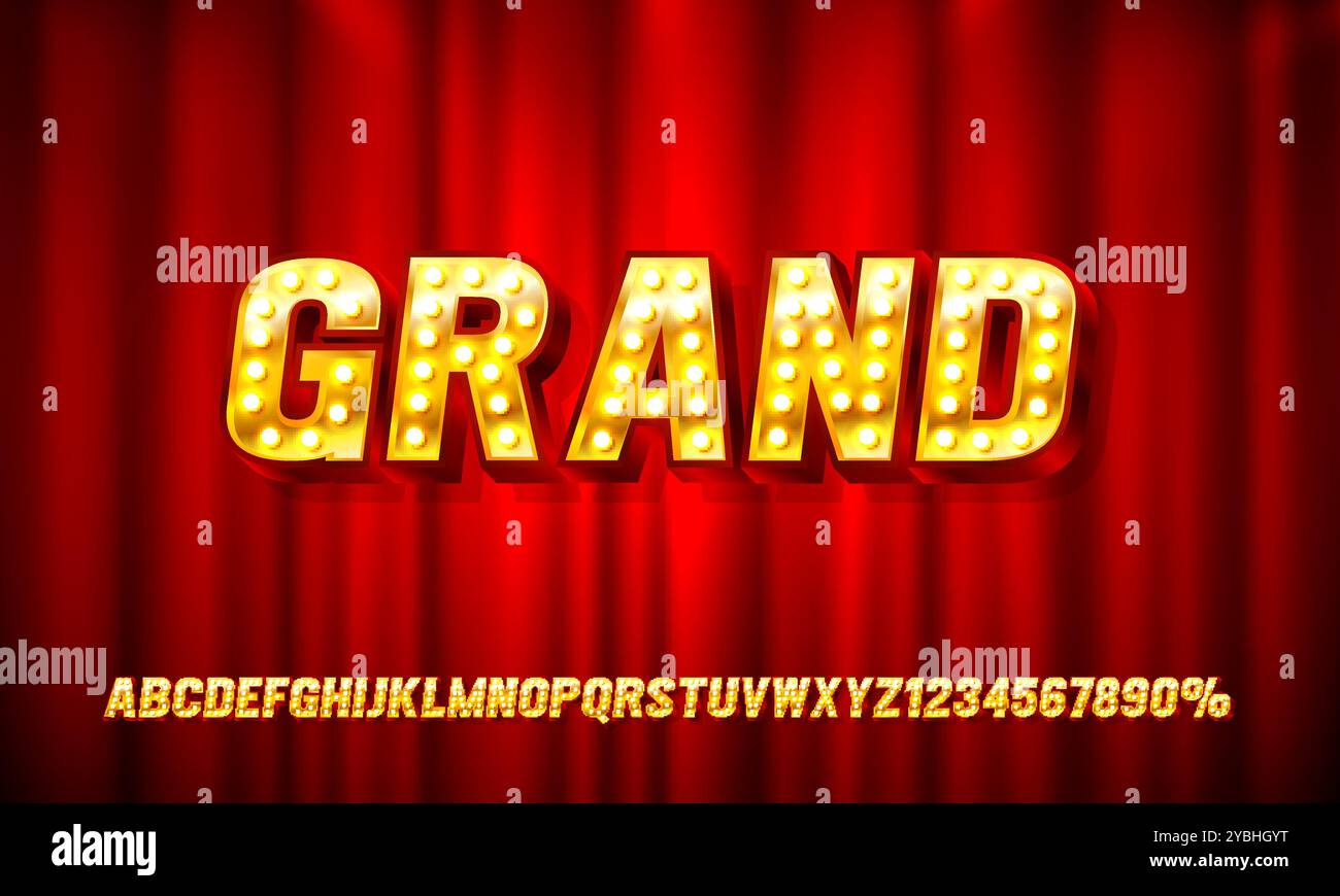 Grand opening font set collection, letters and numbers symbol. Vector ...