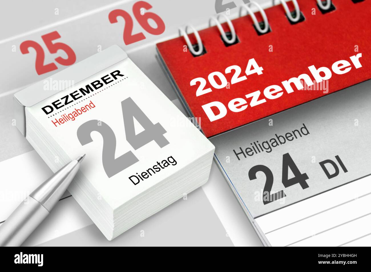 Deutscher Kalender 24. Dezember 2024 Weihnachten Heiligabend Stock ...