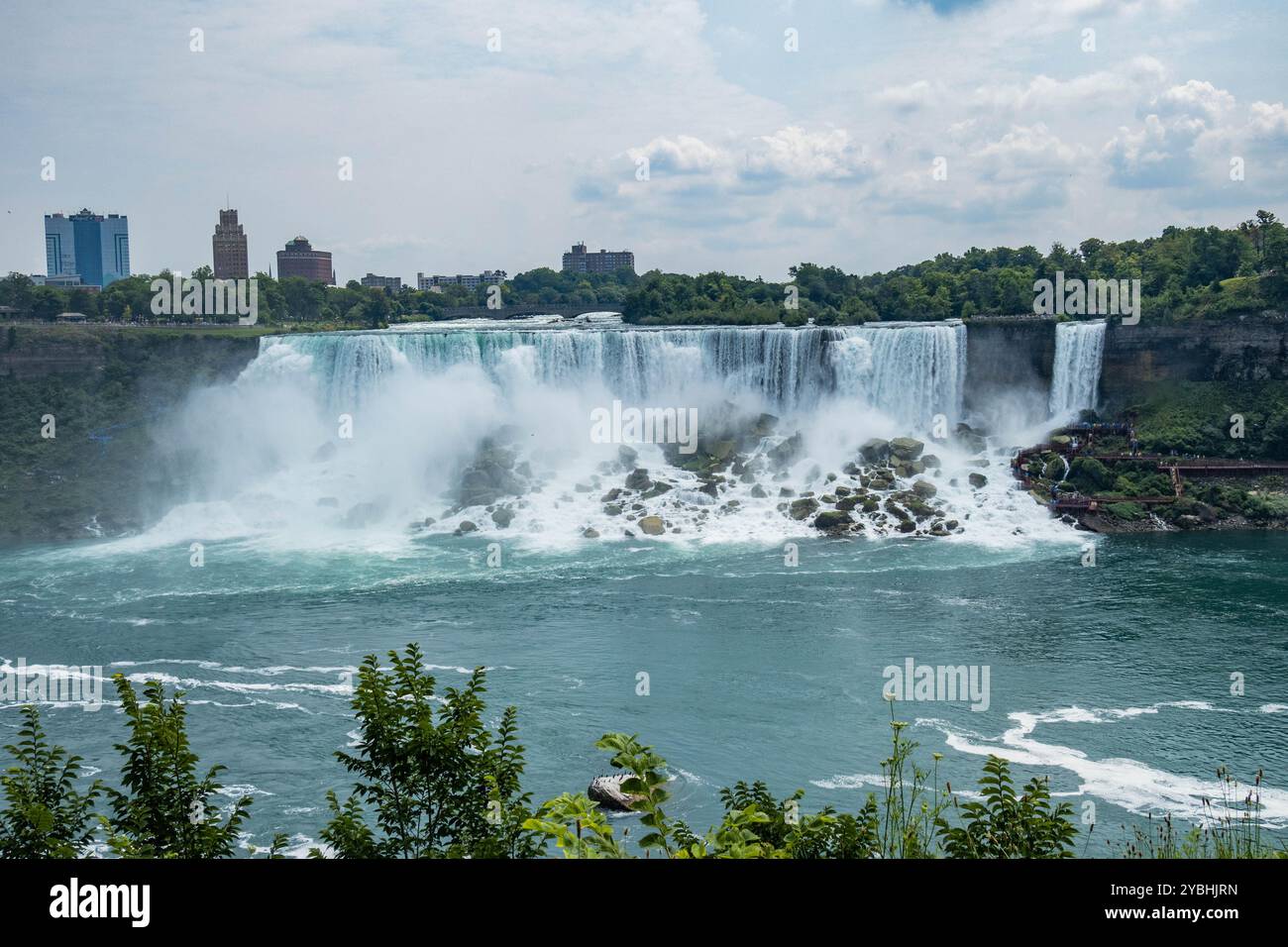 View fo the Niagara Falls in the US side, aerial view, Toronto, Canada ...