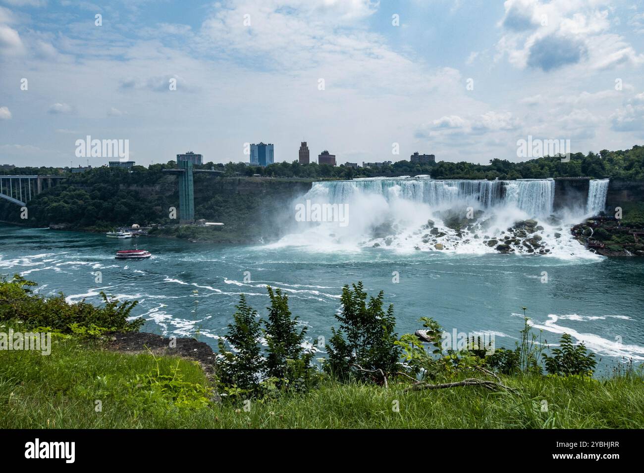 View fo the Niagara Falls in the US side, aerial view, Toronto, Canada ...