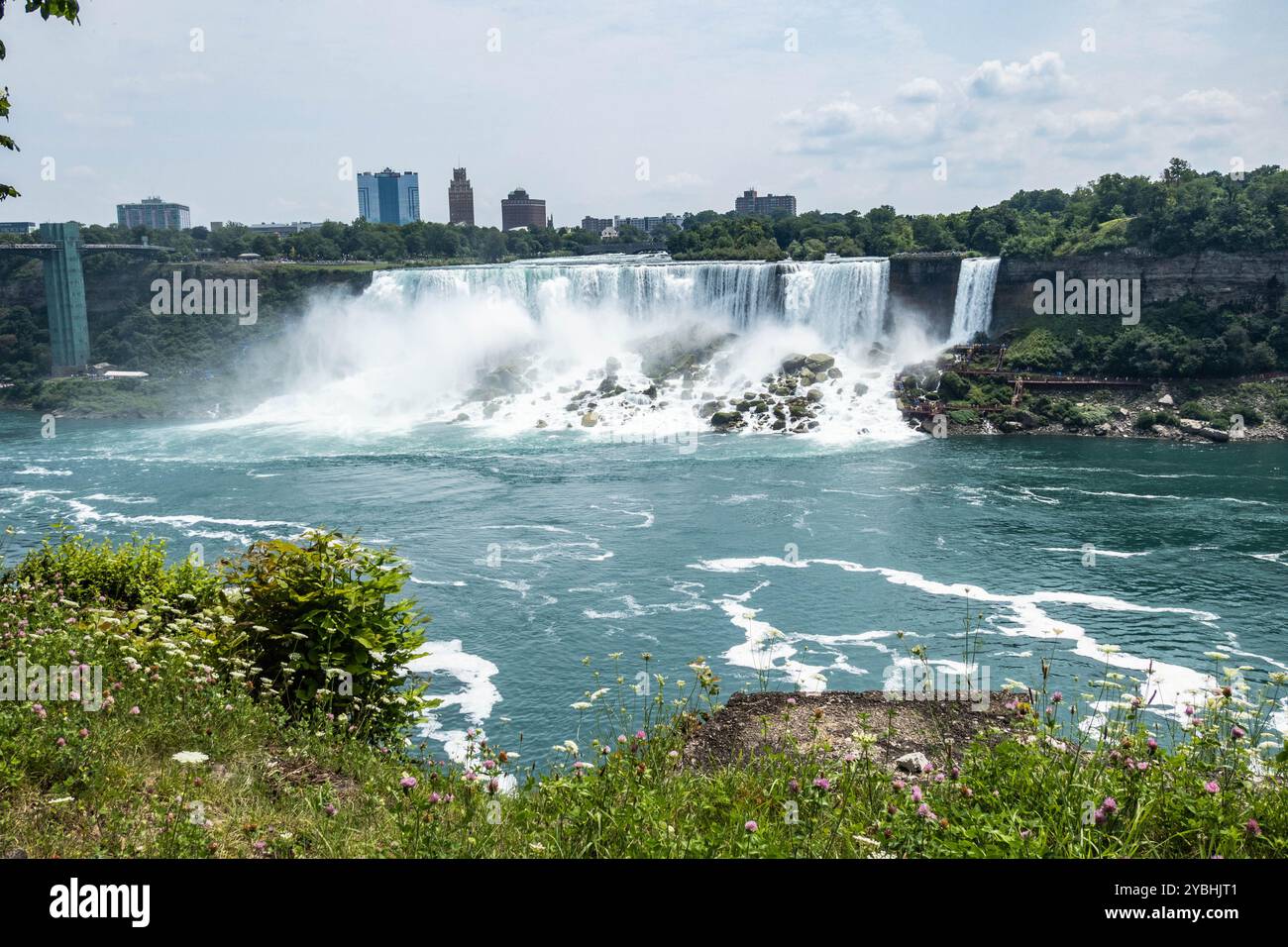 View fo the Niagara Falls in the US side, aerial view, Toronto, Canada ...