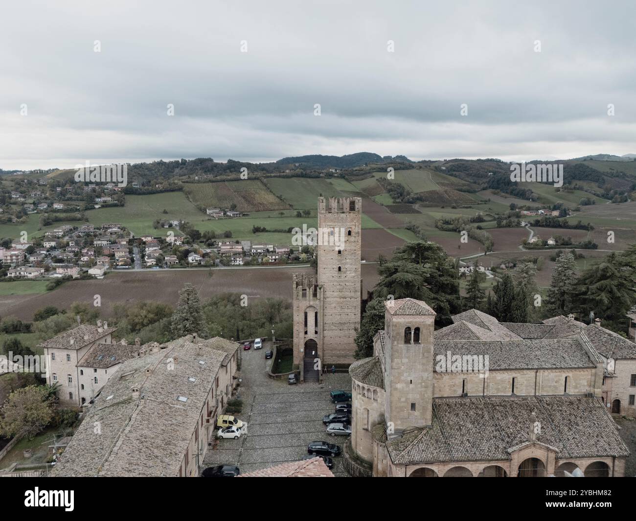 Standing tall amongst the medieval architecture of an italian village ...