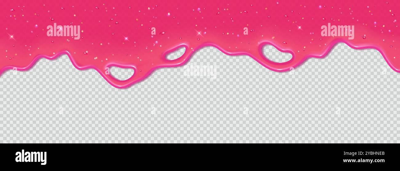 Realistic 3D dripping glossy pink slime with glitter isolated on a ...