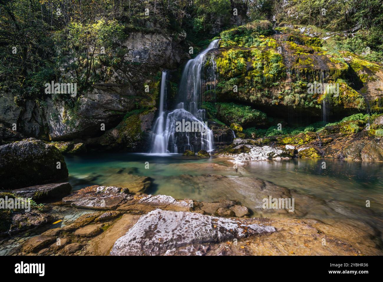 The incredible waterfall Virje in the wild nature and beauty of the ...