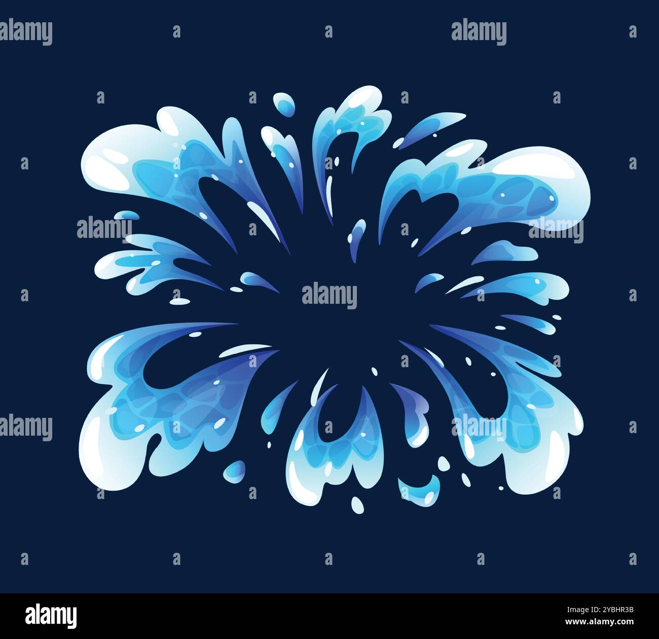 Water burst fx. Dynamic liquid splash flare effect, radial pop ...