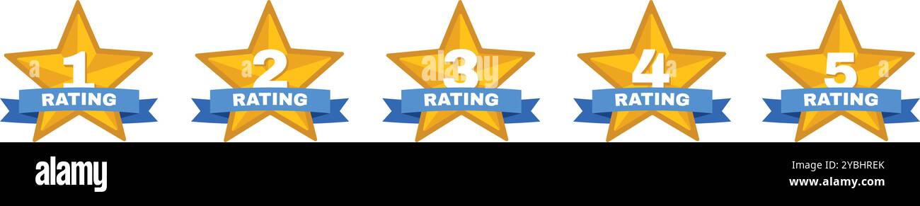 Star rating badge. Five golden star customer satisfaction feedback ...