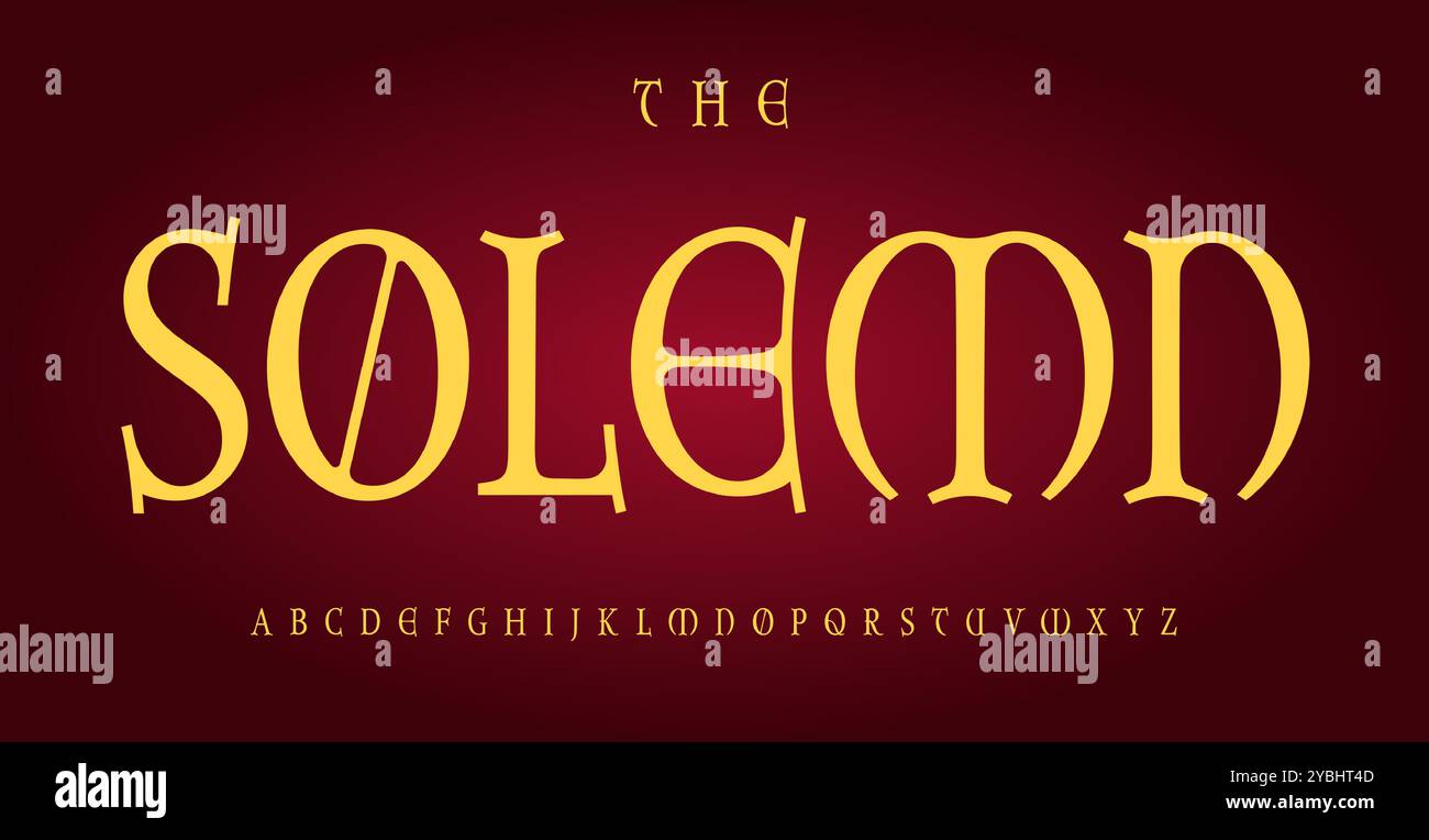 Solemn Gothic alphabet, mystical calligraphic versals letters ...