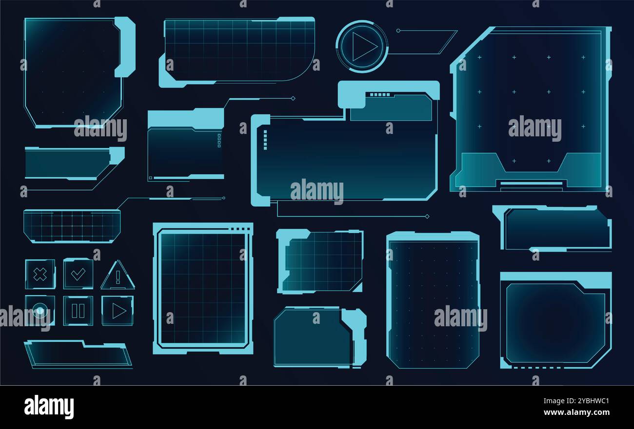 Digital hud frames. Futuristic user interface digital panels and ...