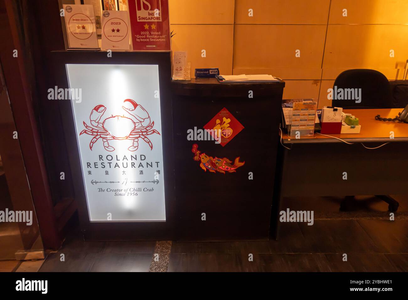 Sign and front desk of Roland Restaurant - Chilli Crab & Popular ...