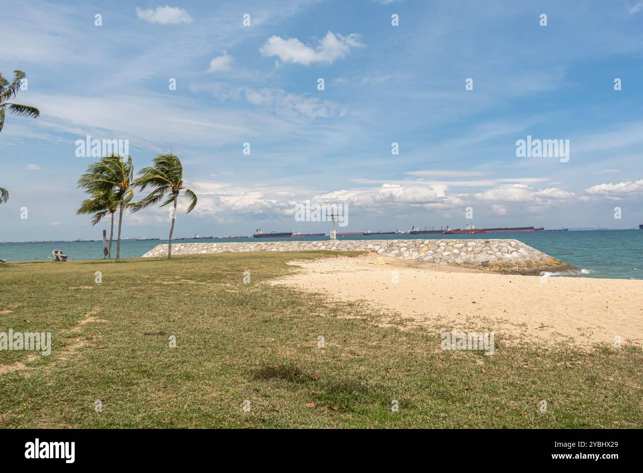 East Coast Beach, Singapore, Asia. Breakwater coastal protection Stock ...
