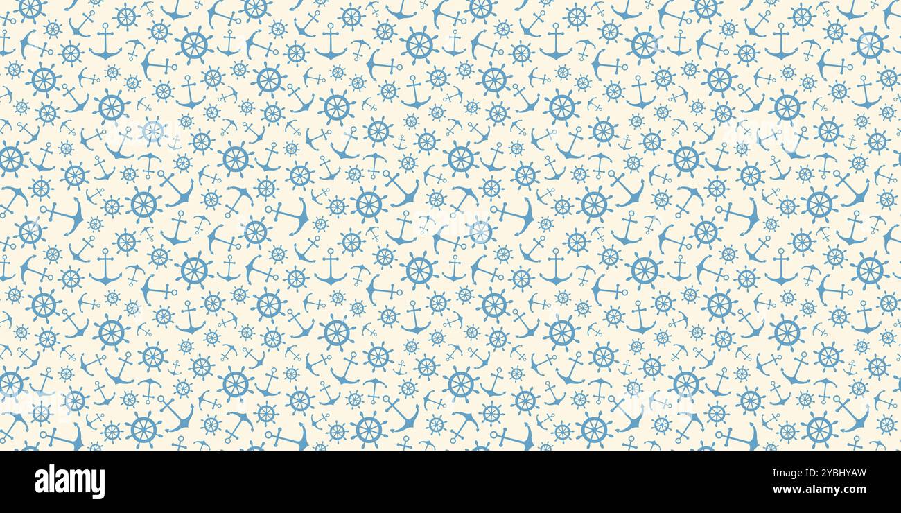 Nautical seamless pattern with ship wheels and anchors Stock Vector ...