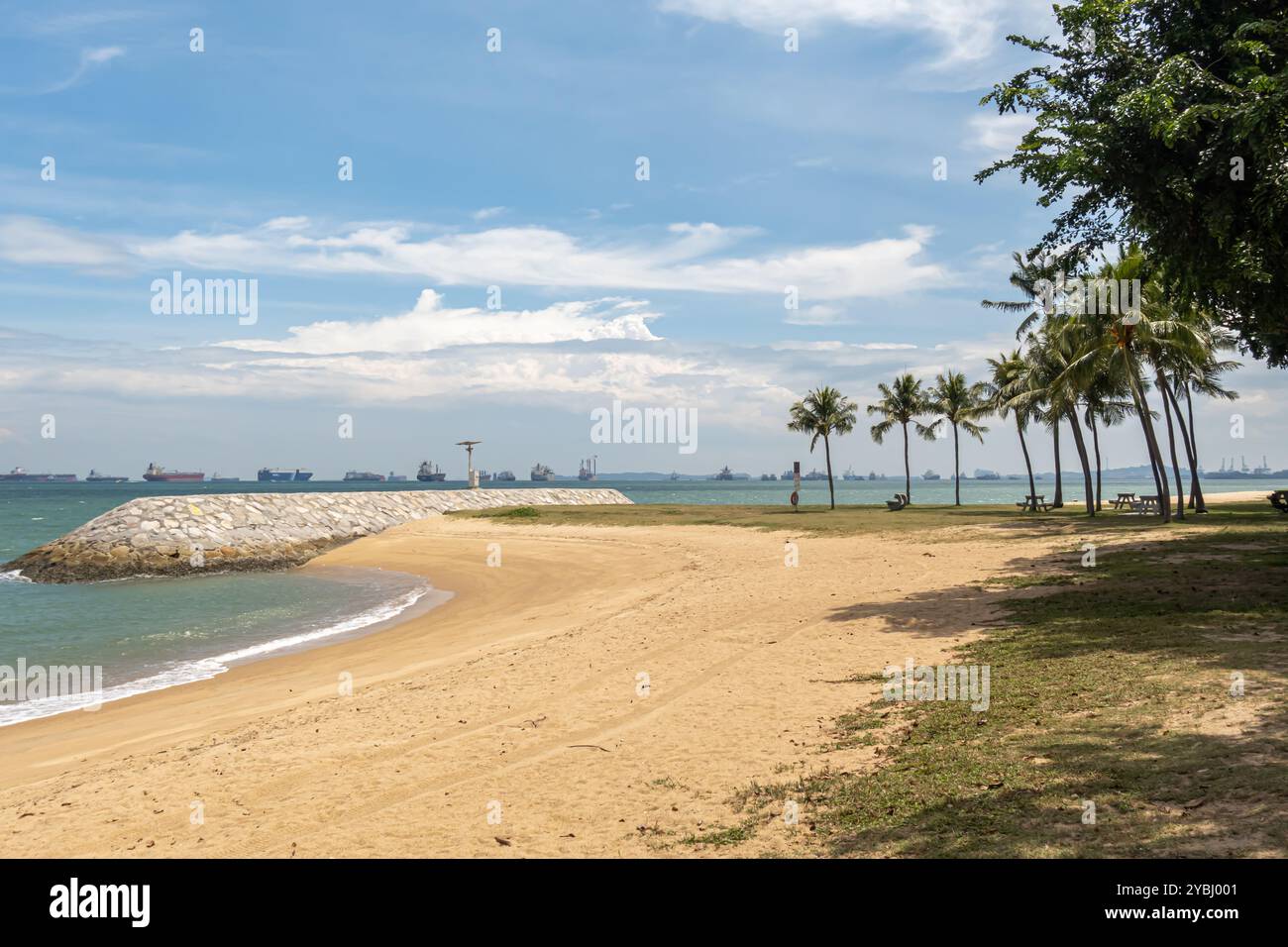 East Coast Beach, Singapore, Asia. Breakwater coastal protection Stock ...