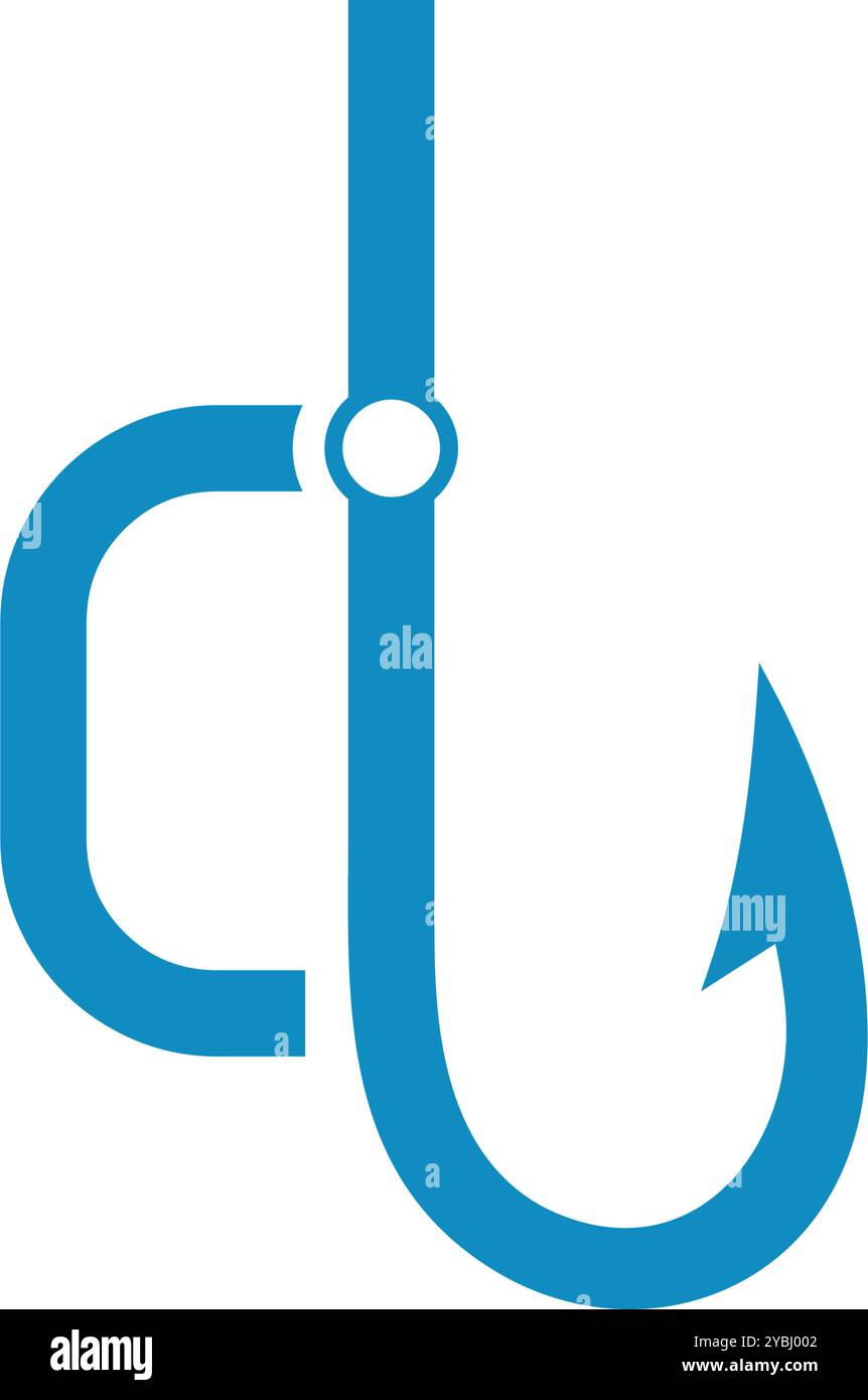 a combination of a fishing hook and a blue alphabet or initial or ...