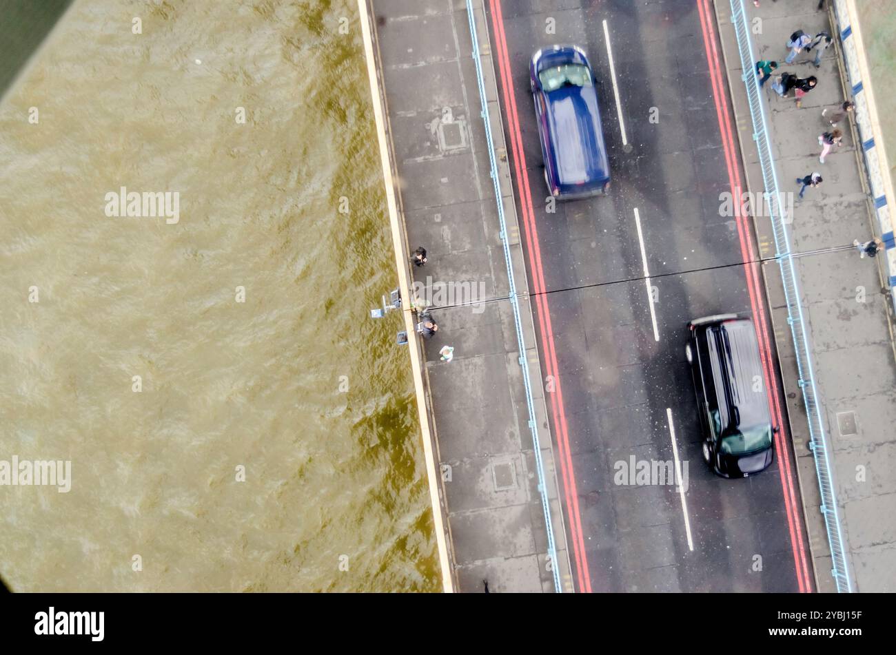 View from above through the Tower Bridge Glass Floor, London, UK Stock ...