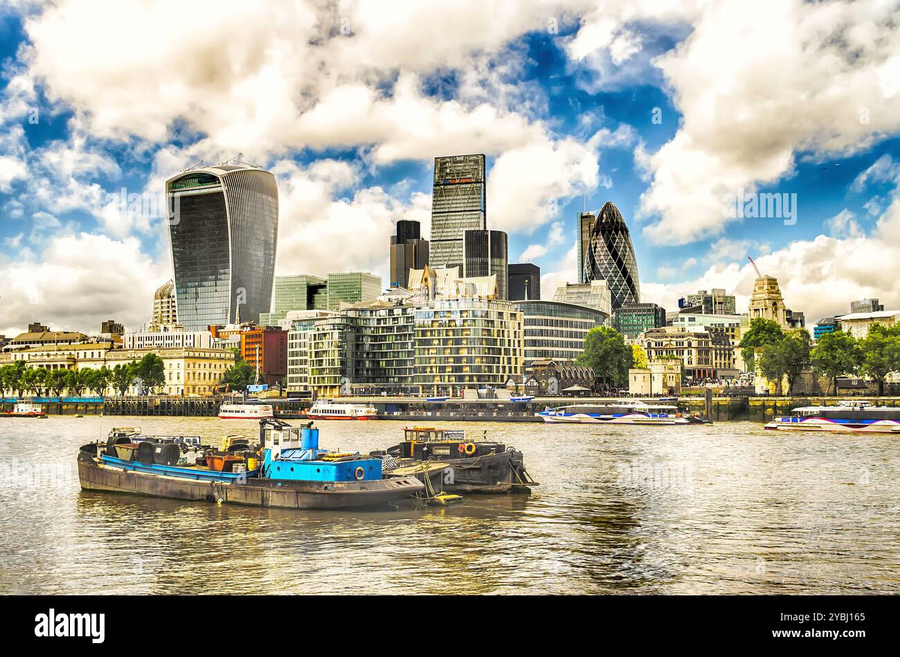 Aerial view of London City skyline, modern skyscrapers in London ...