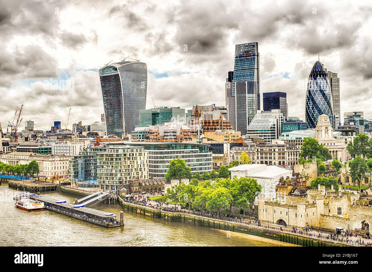 Aerial view of London City skyline, modern skyscrapers in London ...
