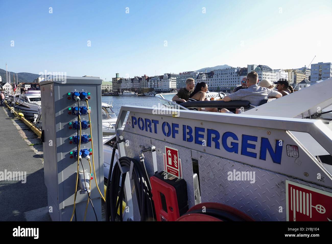 7th September, 2024 Bergen, Norway Family enjoy evening drinks on their ...
