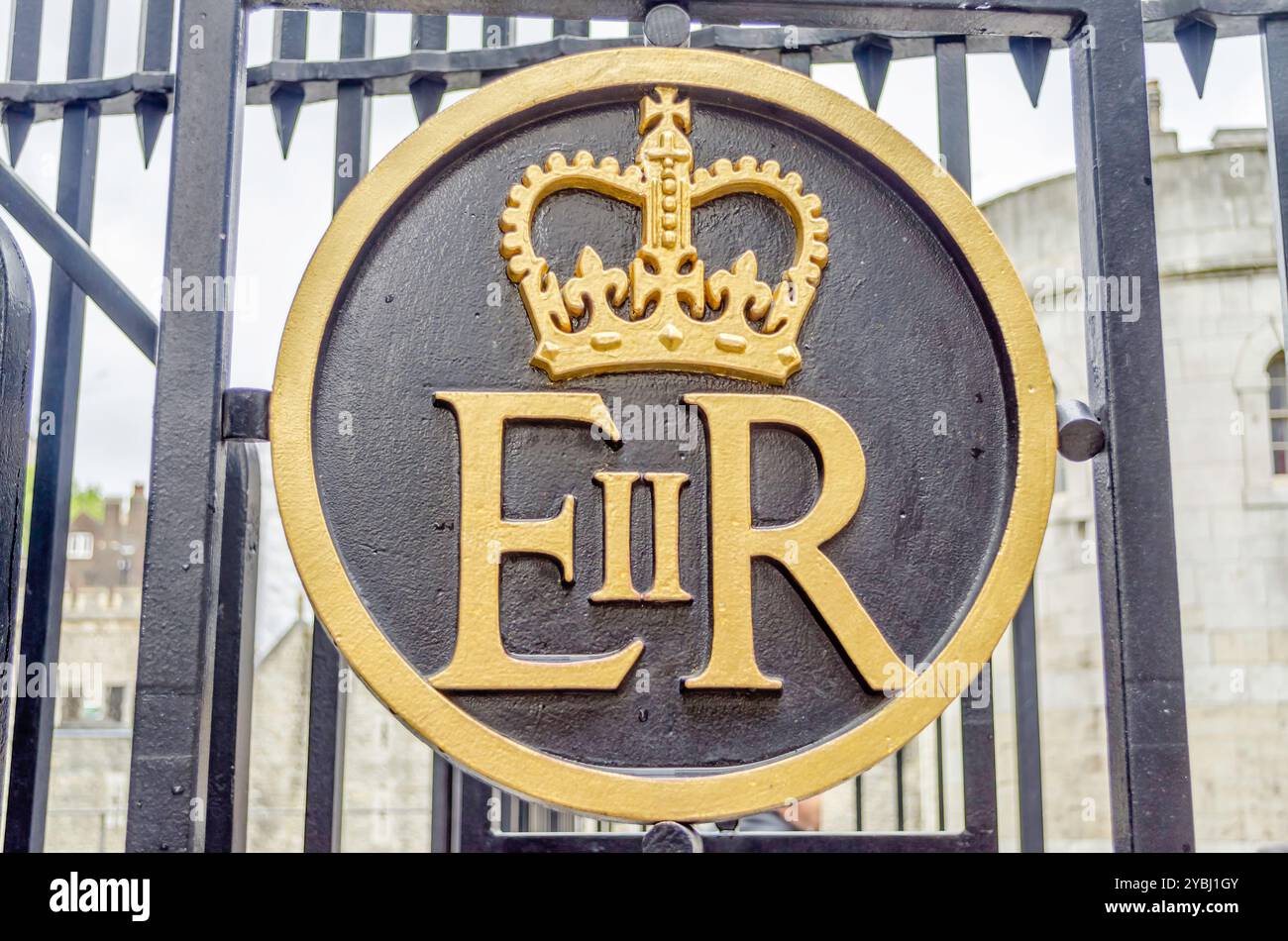 LONDON - MAY 29: Royal Crest on a gate at Tower of London on May 29 ...