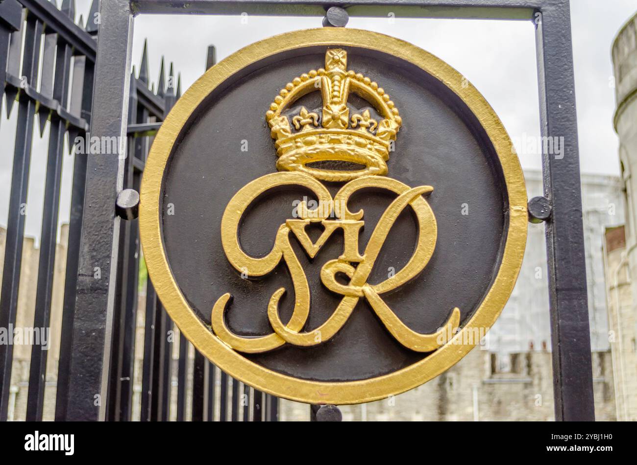 LONDON - MAY 29: Royal Crest on a gate at Tower of London on May 29 ...
