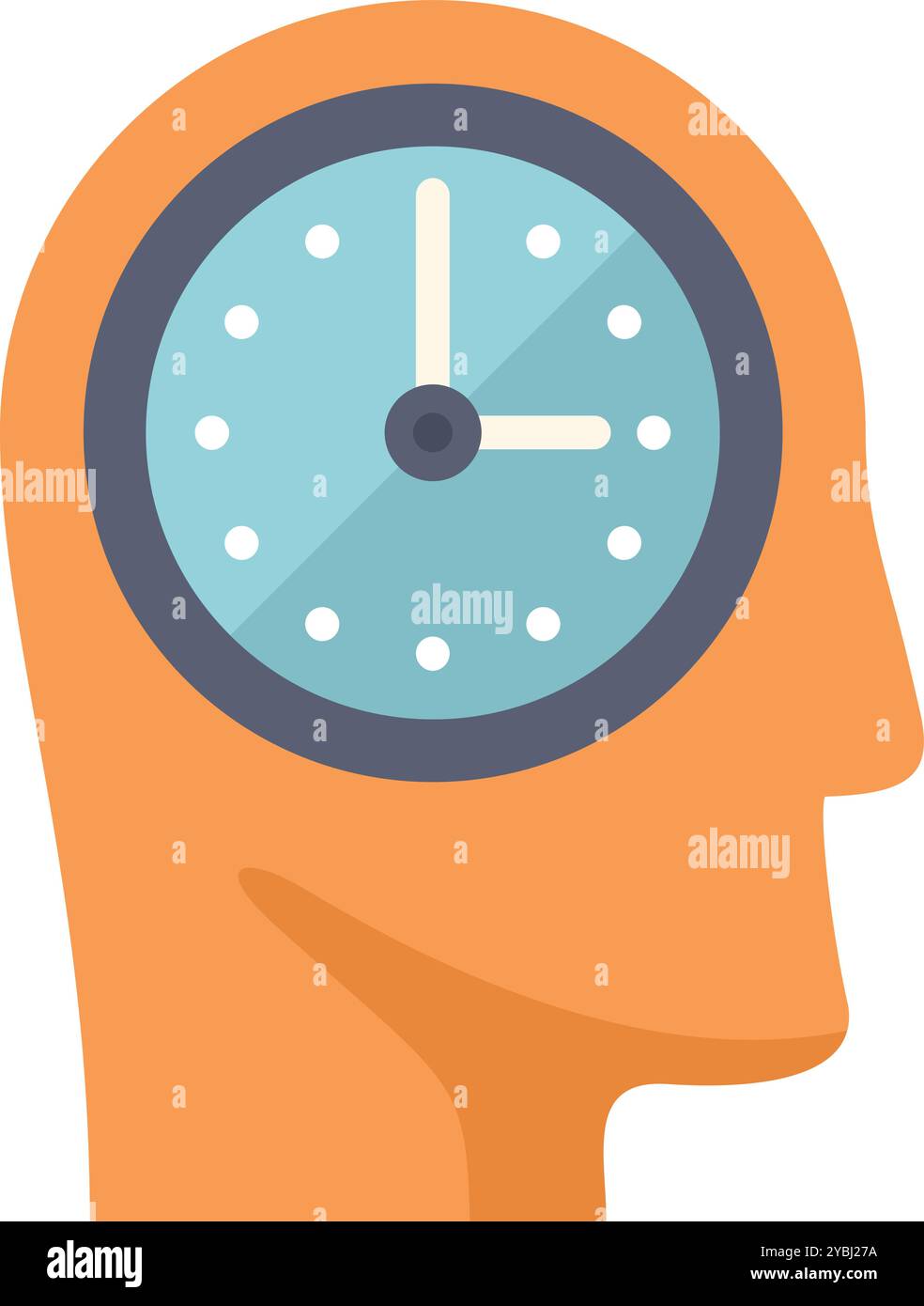 Human head with clock inside representing thinking about time ...