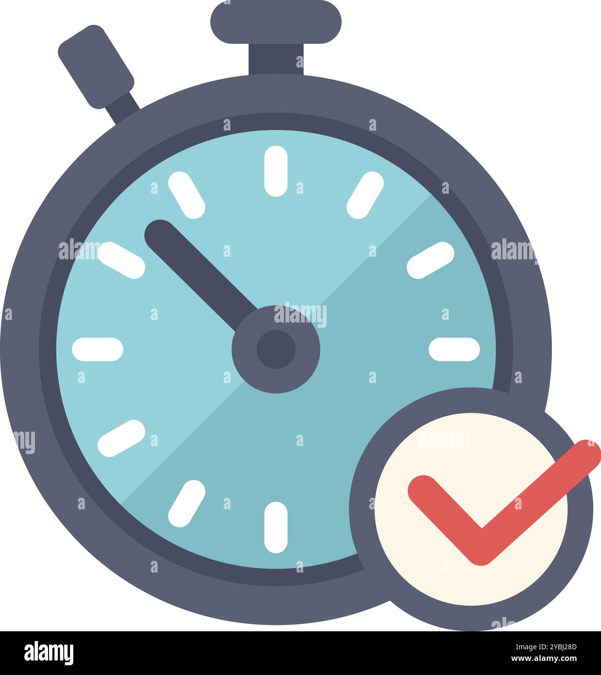 Simple modern icon of a stopwatch measuring time with a check mark ...