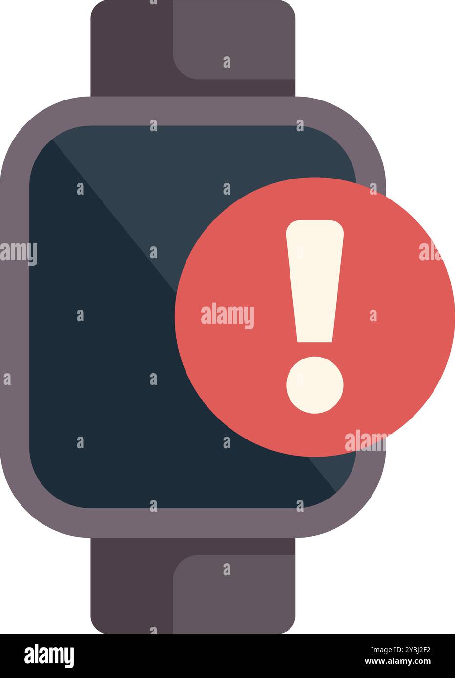 Smartwatch is showing an exclamation point notification icon ...