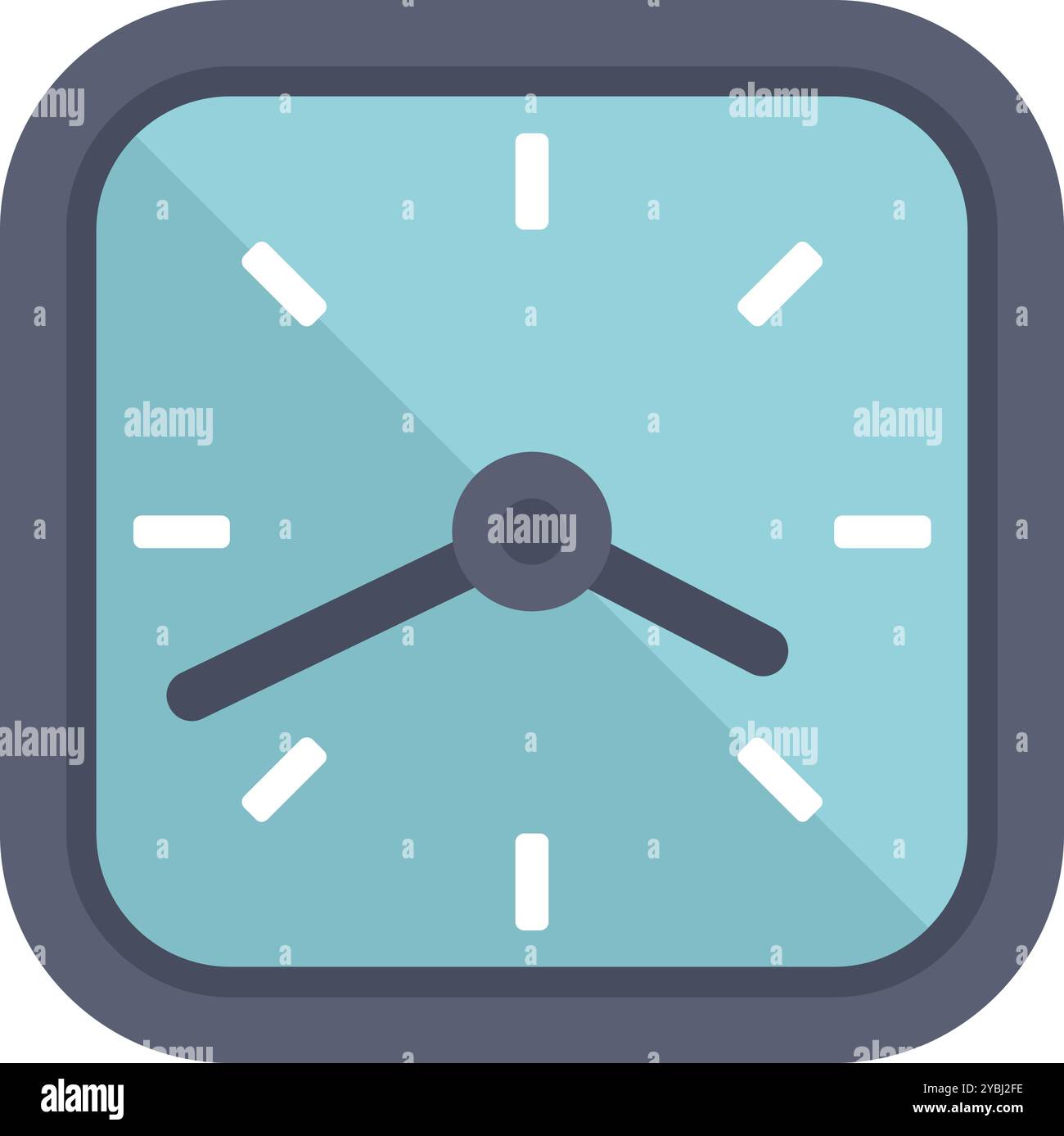 Square clock is showing the time with its hour and minute hands on a ...