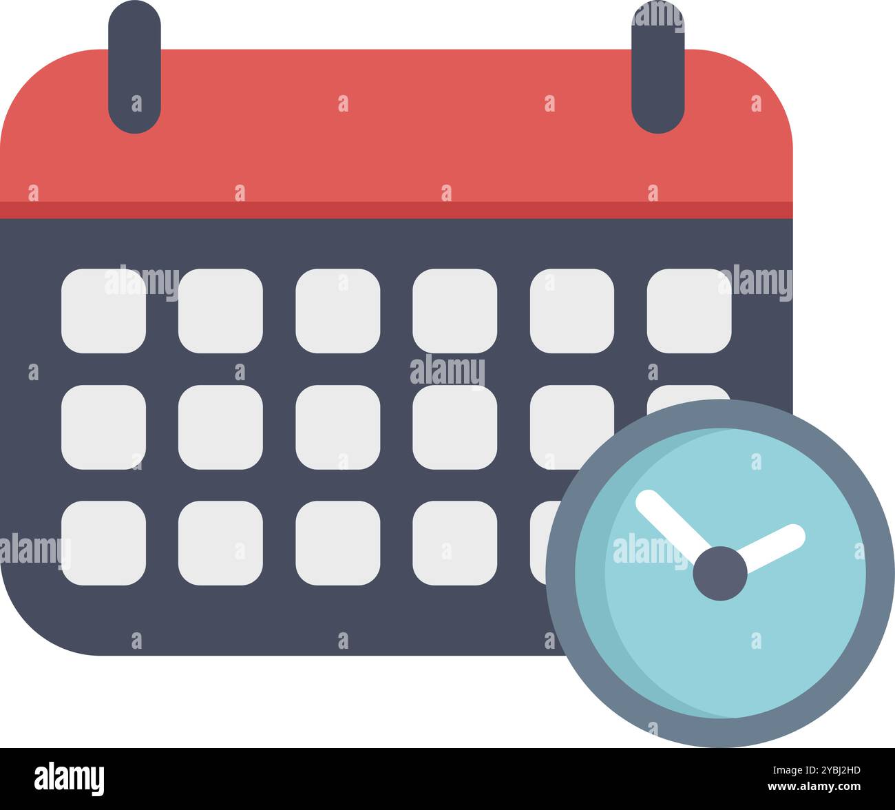 Calendar is displaying the month with a clock showing the current time ...