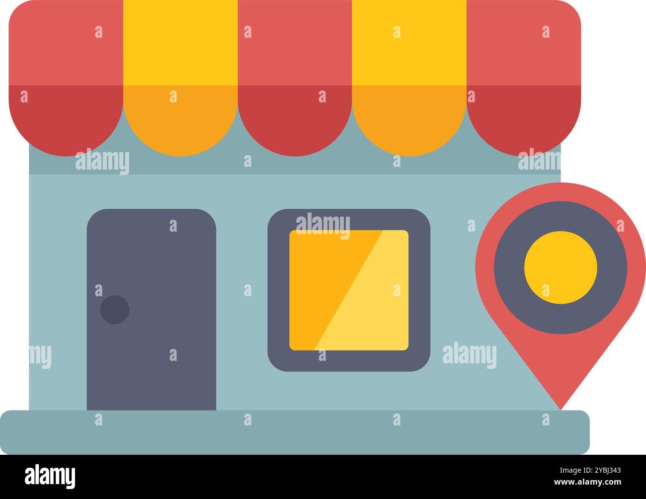 Store location pin is marking the address of a business on a map Stock ...