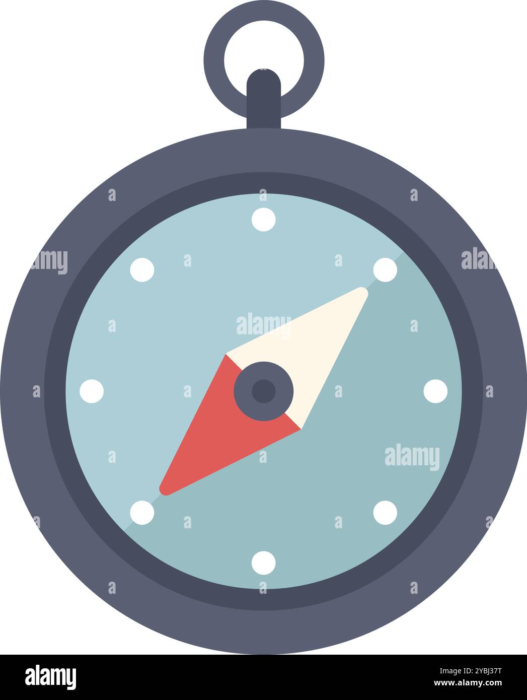 Simple compass with a red needle pointing north, indicating direction ...