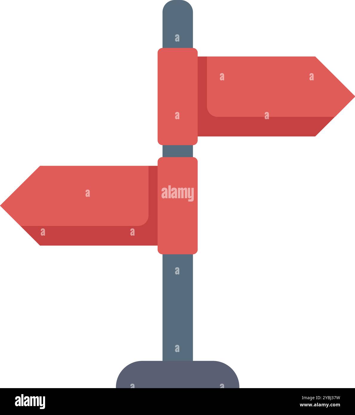 This minimalist graphic icon represents a blank red road sign pointing ...