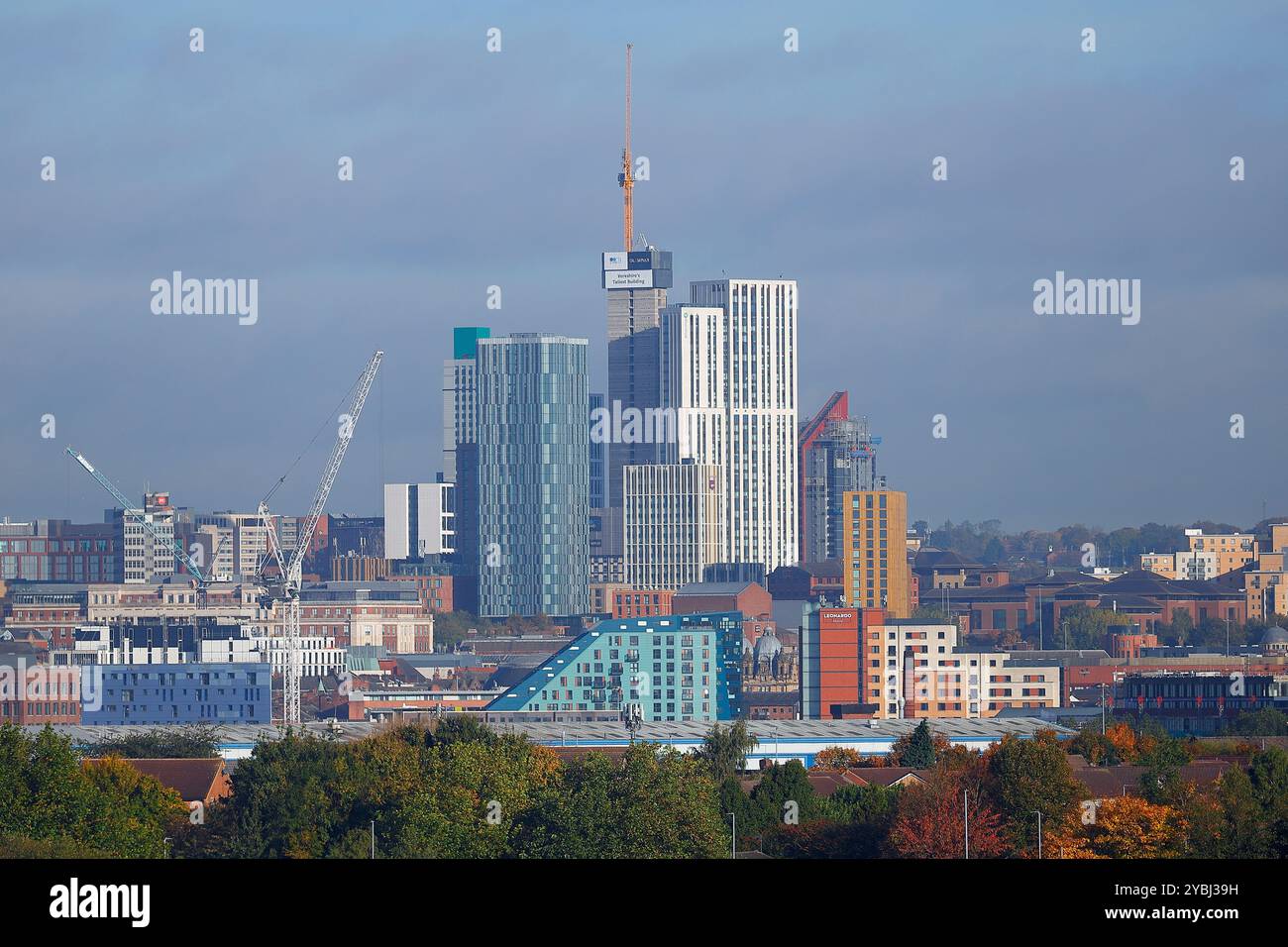 A view of tall buildings on the Arena Quarter in Leeds City Centre ...