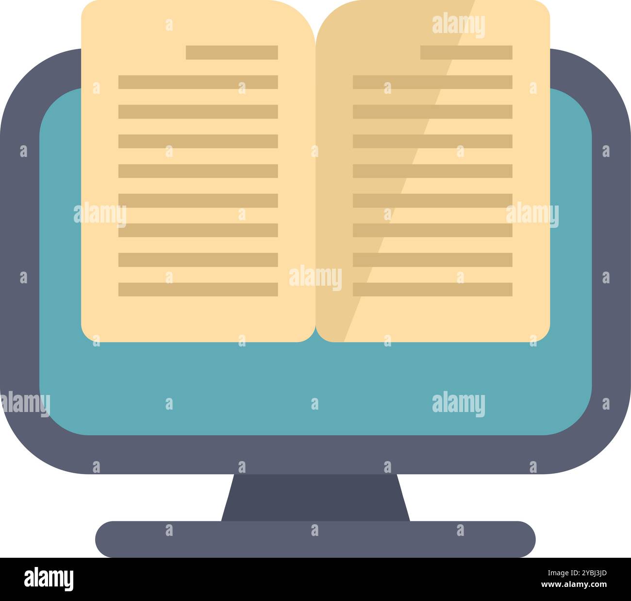 Open book displaying on a desktop computer monitor screen, representing ...