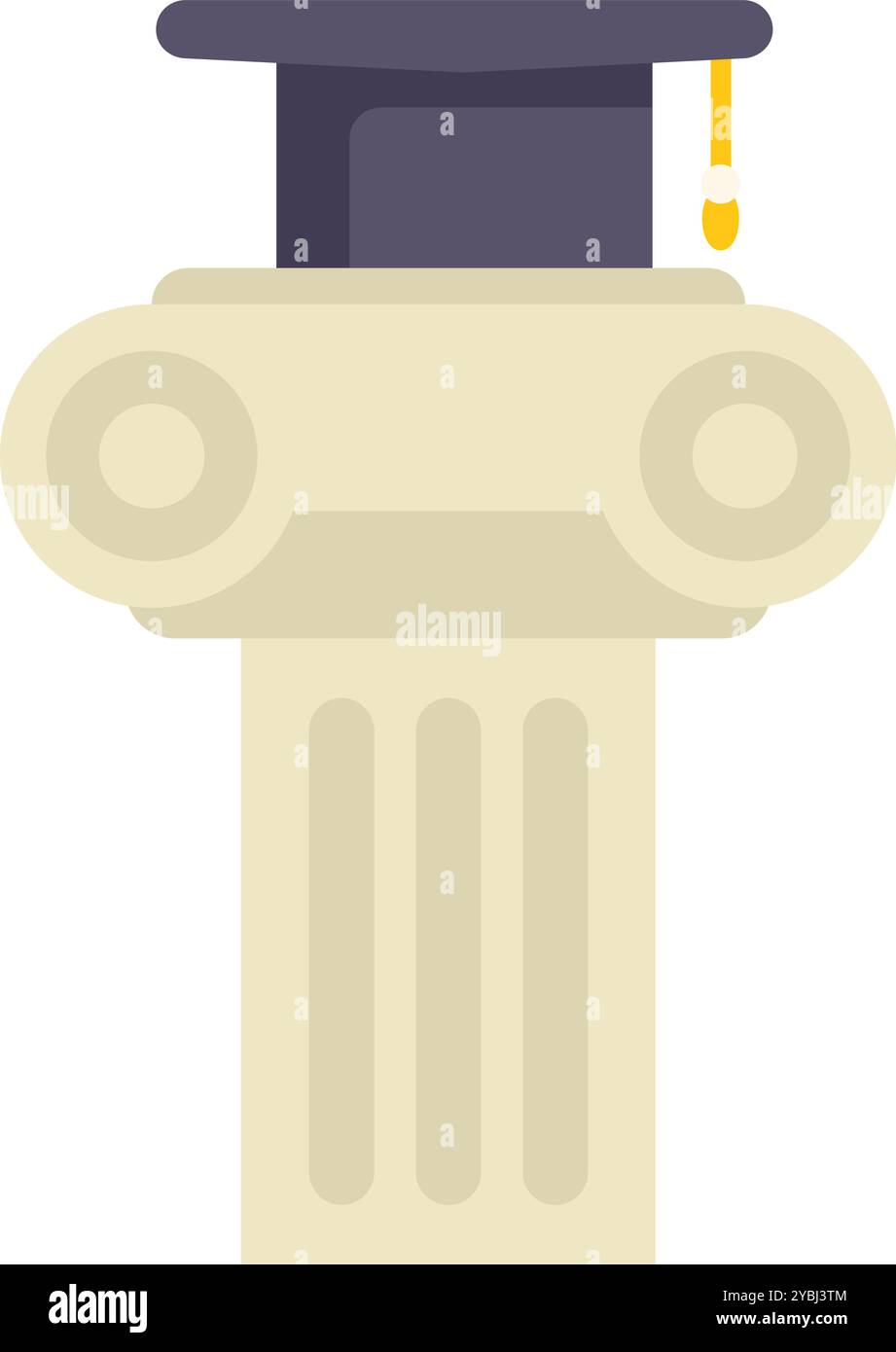 Graduation cap standing on ancient pillar signifying academic ...