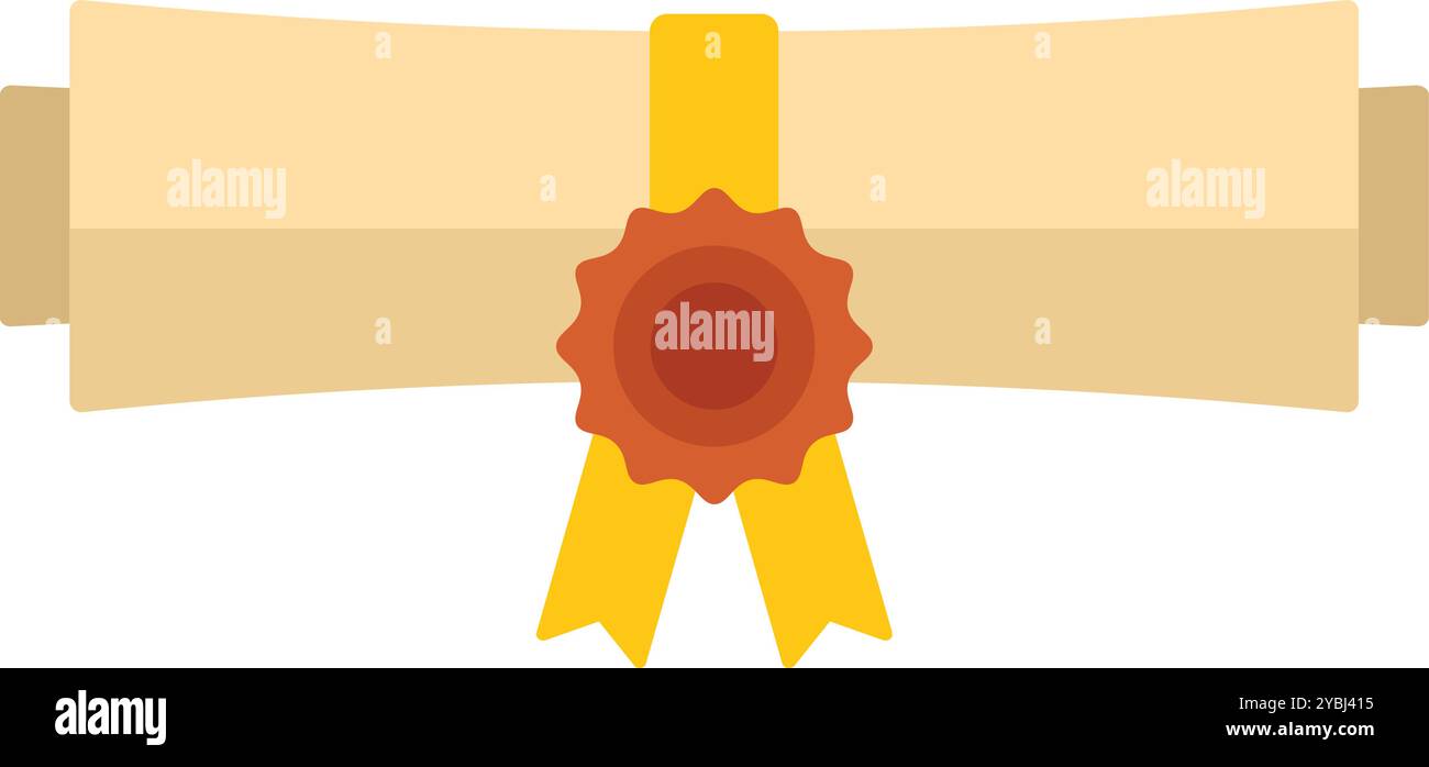Diploma scroll with yellow ribbon and wax seal representing graduation ...